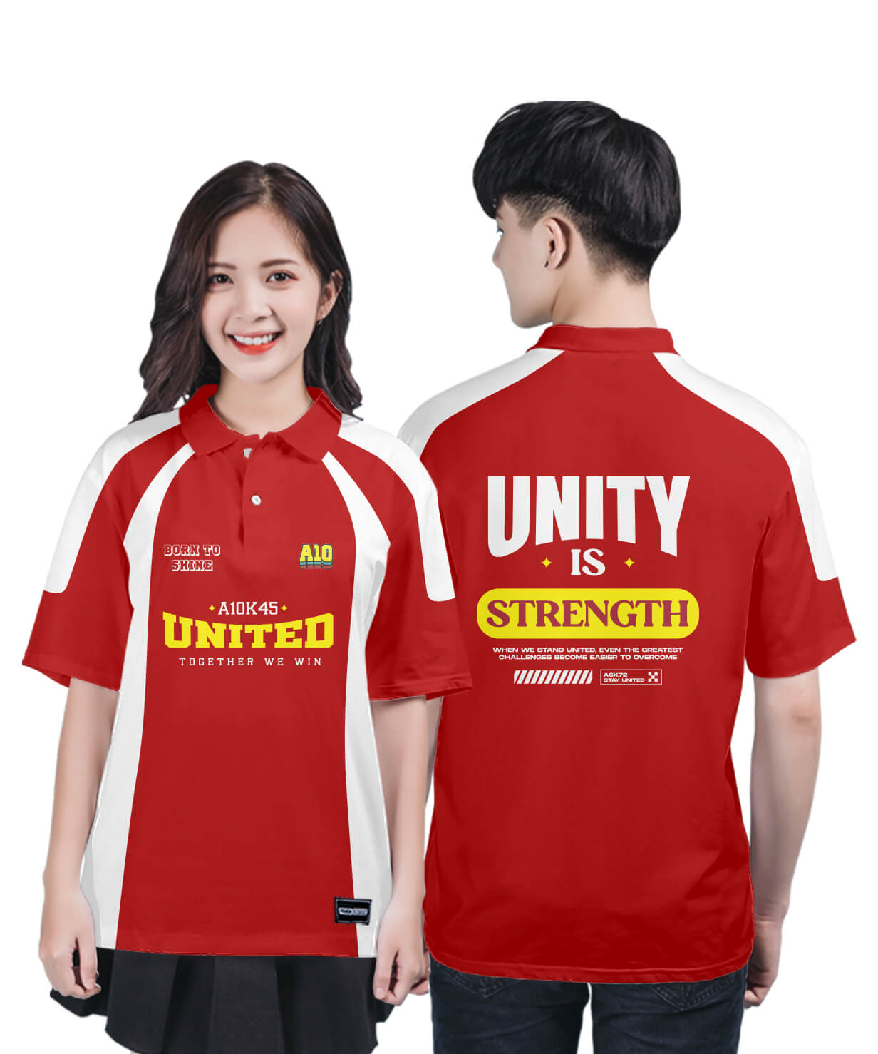 Polo mix màu BST Typo Đỏ đô – Trắng – Panda Uniform – Đồng Phục Xịn Mịn