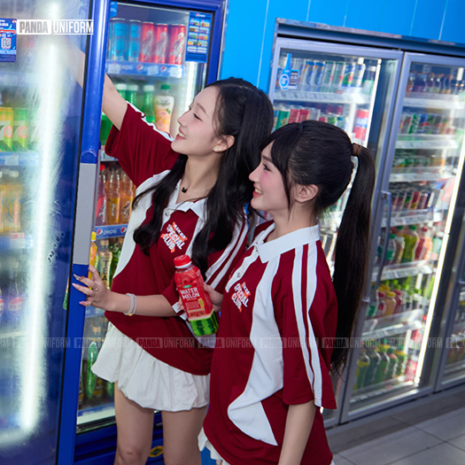 Polo mix màu BST Coolmix Đỏ đô x Trắng – Panda Uniform – Đồng Phục Xịn Mịn