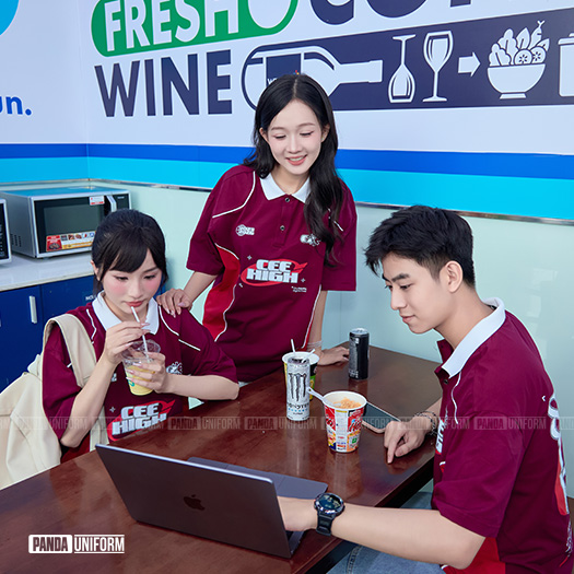 Polo mix màu BST Coolmix Nho x Đỏ đô – Panda Uniform – Đồng Phục Xịn Mịn