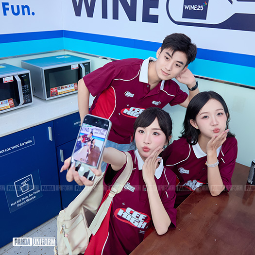 Polo mix màu BST Coolmix Nho x Đỏ đô – Panda Uniform – Đồng Phục Xịn Mịn